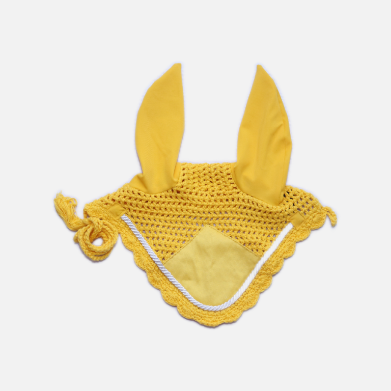 Equine Horse Yellow Breathable Crochet Ear Bonnet / Hood Crochet / Fly ...